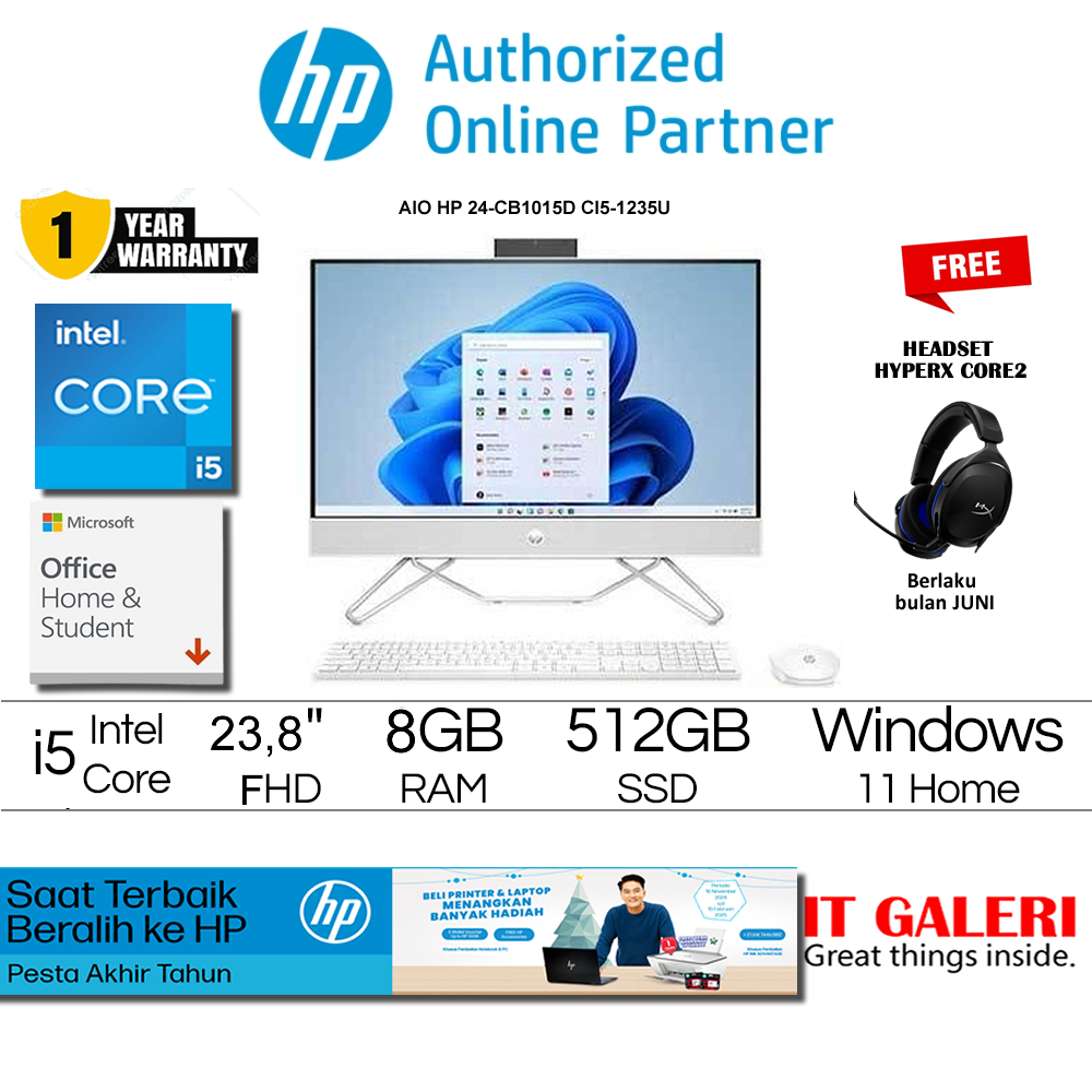 Jual PC All In One HP 24-CB1015D Intel Core i5-1235U/Ram 8GB/Ssd 512GB ...
