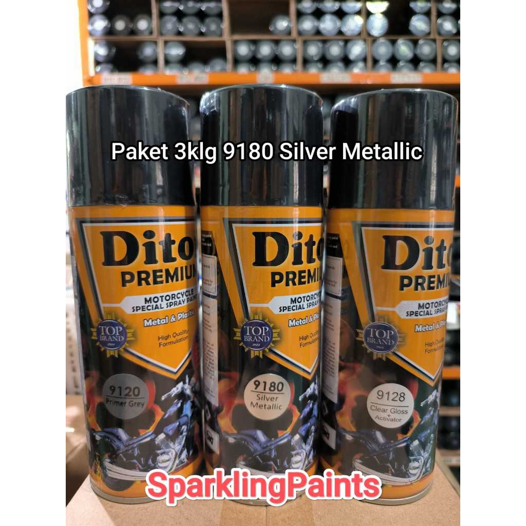 Jual PAKET Diton Premium Silver Metallic 9180 Silver metalik + Primer ...