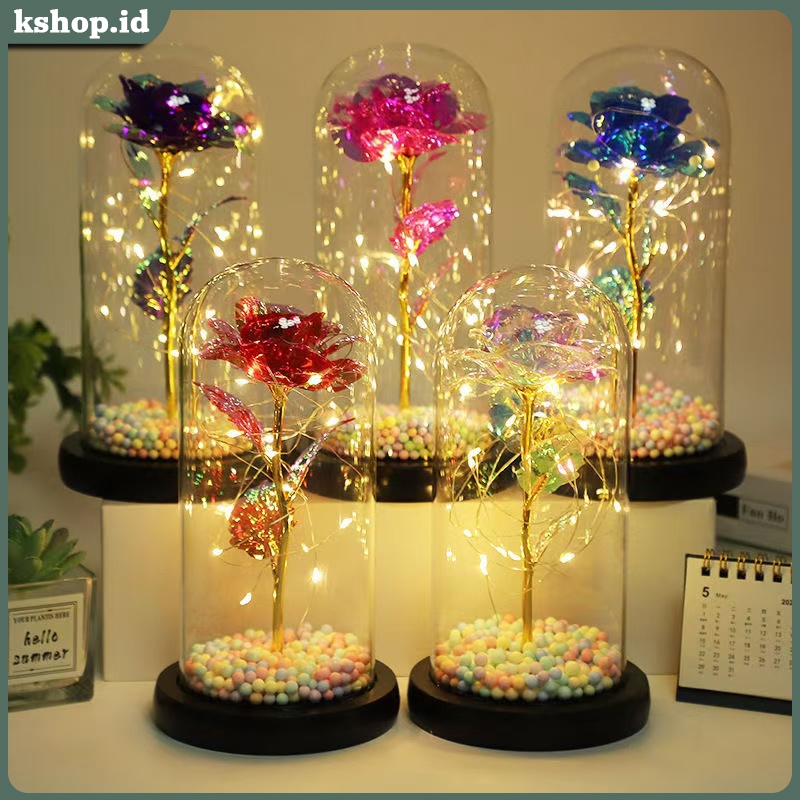Jual Ruangan Kamar Glass Lampu LED Bunga Mawar Dekorasi Beauty And The ...