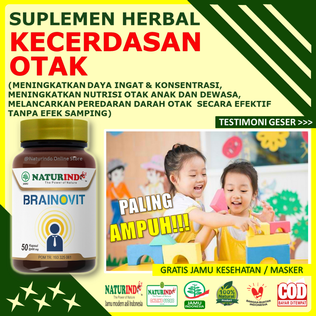 Jual Herbal NATURINDO BRAINOVIT Obat Vitamin Otak Anak & Dewasa 100% ...