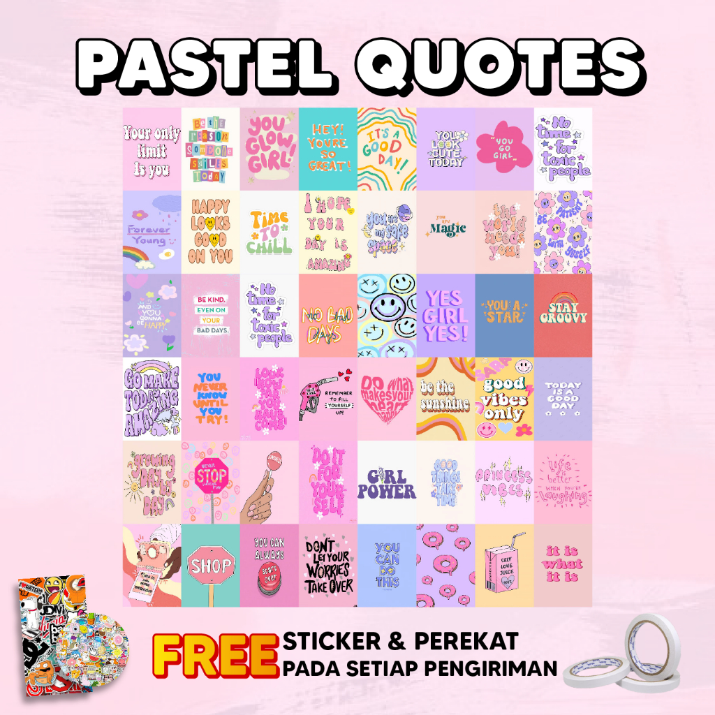 Jual Poster Dinding Aesthetic Bundle Pastel Isi 48/24 Poster | Poster ...