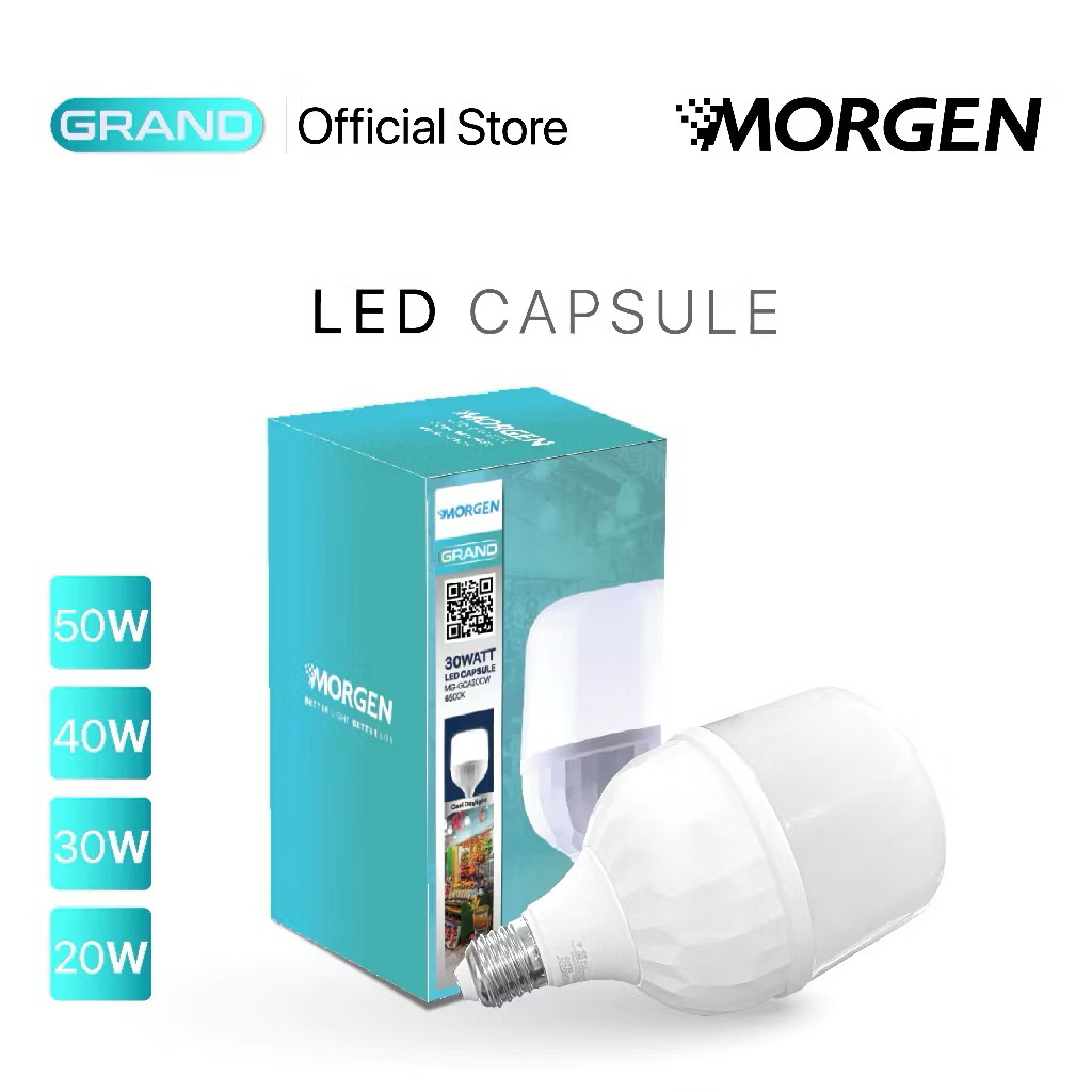Jual MORGEN Lampu LED Grand Capsule 20W 30W 40W 50W Kapsul T Bulb Cahaya Putih 6500K SNI Body ...