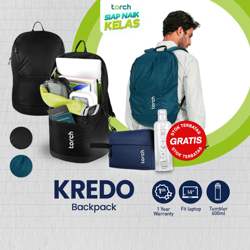 Jual TORCH Kredo Backpack Laptop 15 inch Kuliah Kerja Simpel Minimalis | Shopee Indonesia