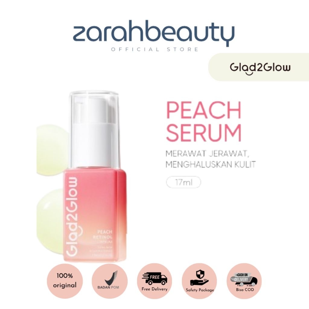 Jual Glad2Glow Peach Retinol Serum skin barrier Retinoid Memudarkan ...