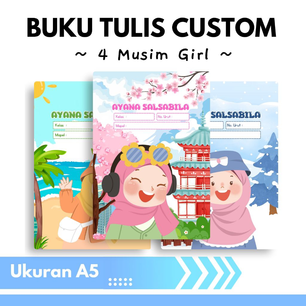 Jual BUKU TULIS CUSTOM NAMA TEMA 4 MUSIM | Shopee Indonesia