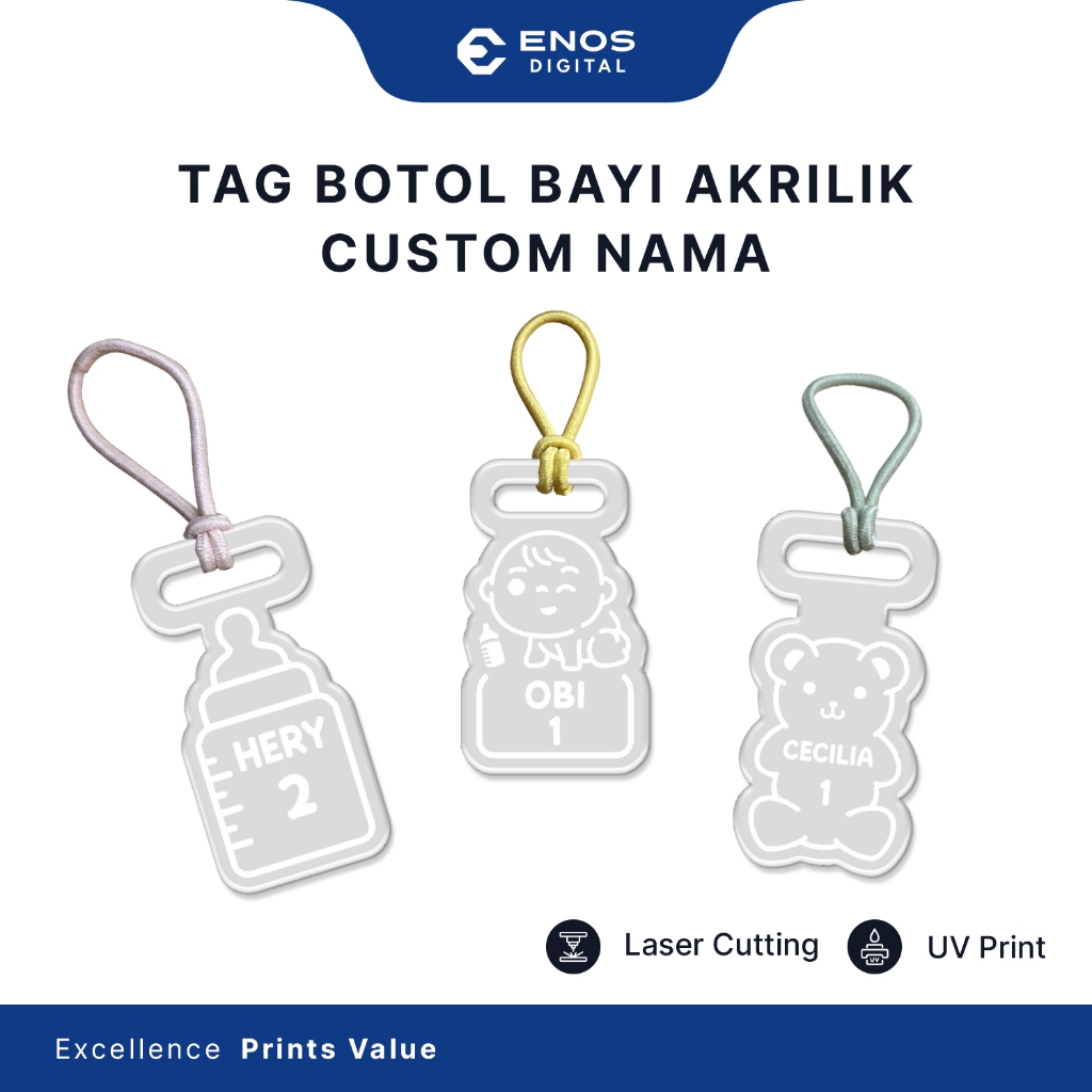 Jual Custom Akrilik Tag Botol Susu Bayi / Acrylic Tag Label Nama Asi ...