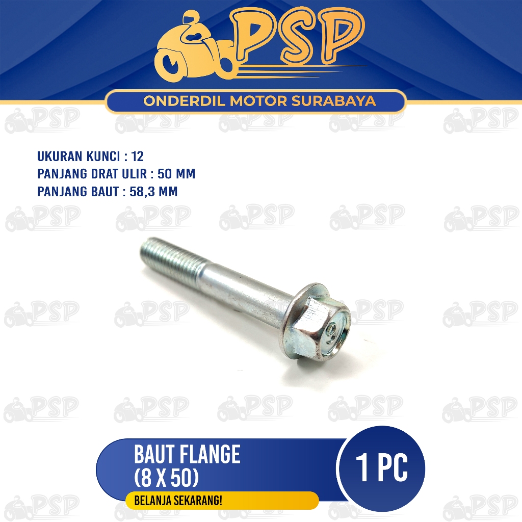 Jual Baut Flange 8x50 (Harga 1 PC) - Baud Bolt Ring Bibir Topi 8 mm ...