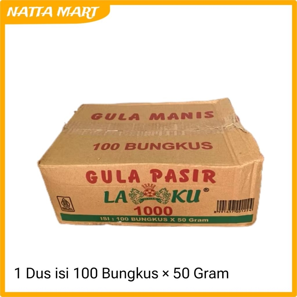 Jual GULA PASIR LAKU 1 DUS / 100 BUNGKUS (50 GRAM) | Shopee Indonesia
