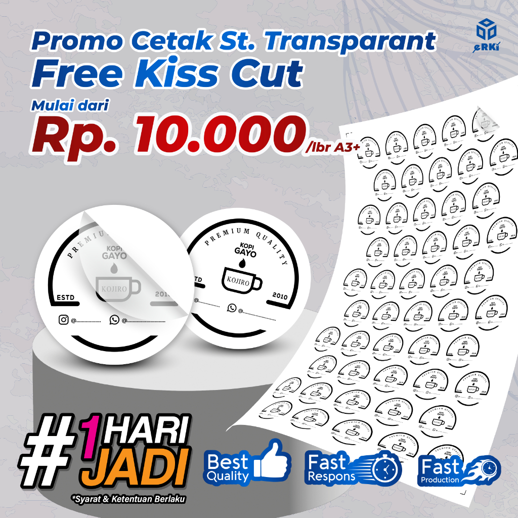 Jual Cetak Stiker Transparan A3+ Anti Air | Free Cutting Kiss Cut ...