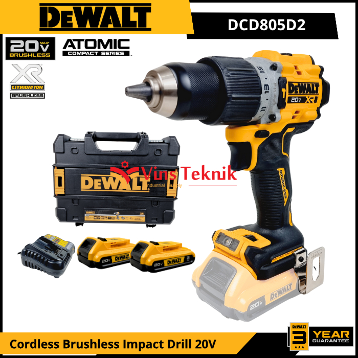 Jual DEWALT DCD805D2 Mesin Bor Baterai Cordless Brushless Impact Drill ...