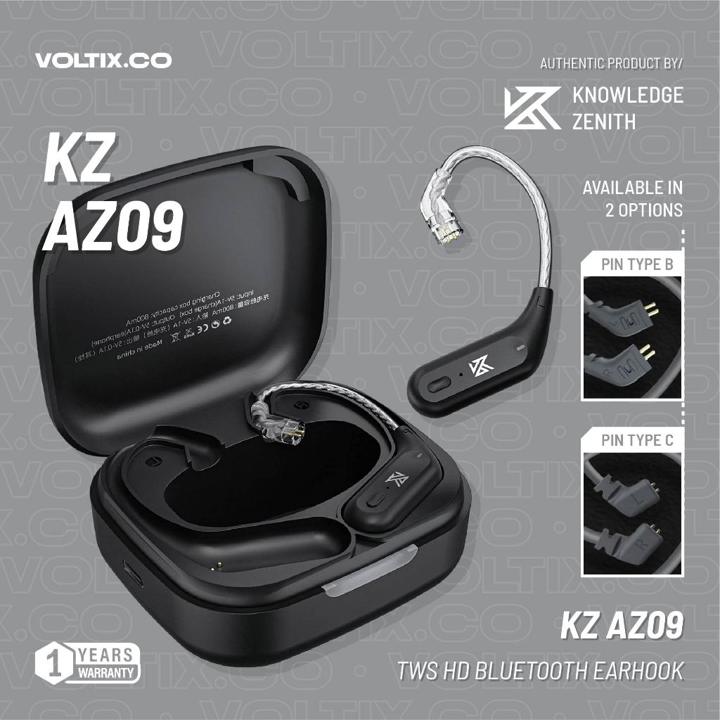 Jual Knowledge Zenith KZ AZ09 HD Earhook Bluetooth Adapter AAC | Shopee ...