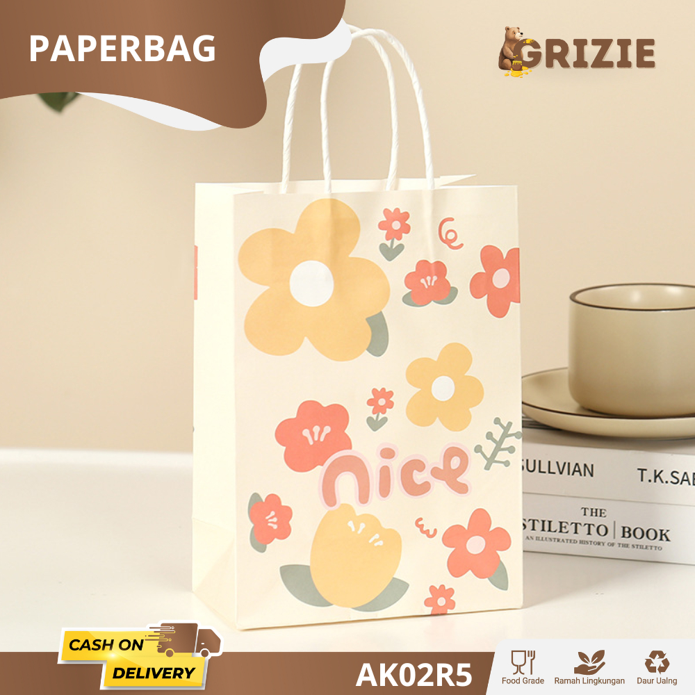 Jual Paper Bag Goodie Bag Tas Kado Hadiah Ulang Tahun Motif Bunga Daisy ...