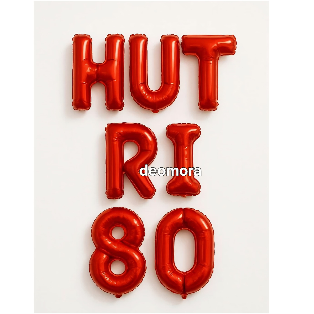 Jual Balon huruf HUT RI 80 satu set balon huruf dirgahayu ri 7pcs balon ...