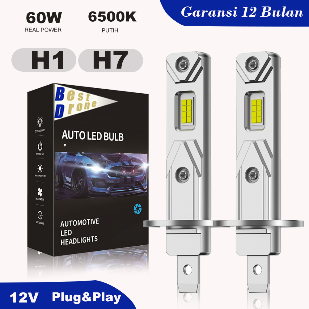 Jual BD 2pcs Bohlam Lampu Depan H1 H7 LED 3570 60W 20000LM CSP untuk ...