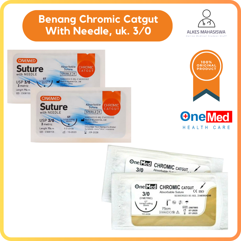 Jual Benang Catgut Chromic With needle Benang dan Jarum OneMed | Shopee ...