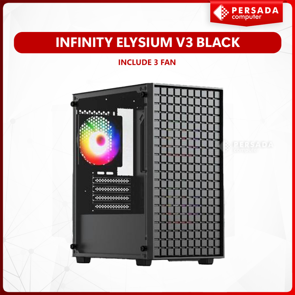 Jual Casing Infinity Elysium V3 Black + 3 Fan mATX Mesh | Shopee Indonesia