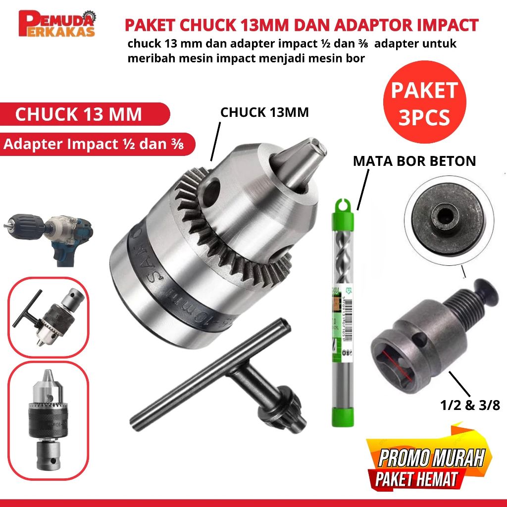 Jual Adaptor Impact Wrench ke Bor 13mm Sambungan Kepala Bor Impact ...