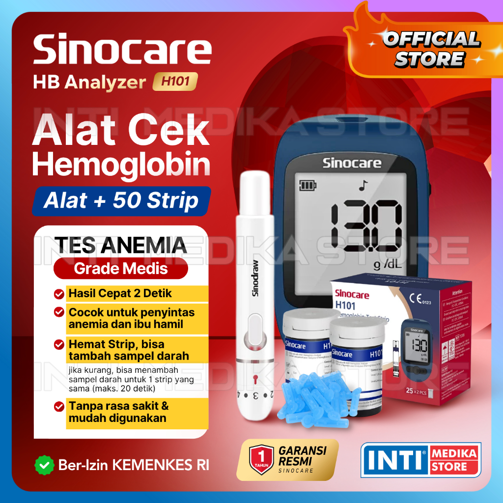 Jual SINOCARE - Alat Cek HEMOGLOBIN Tes Anemia H101 | HB Analyzer ...