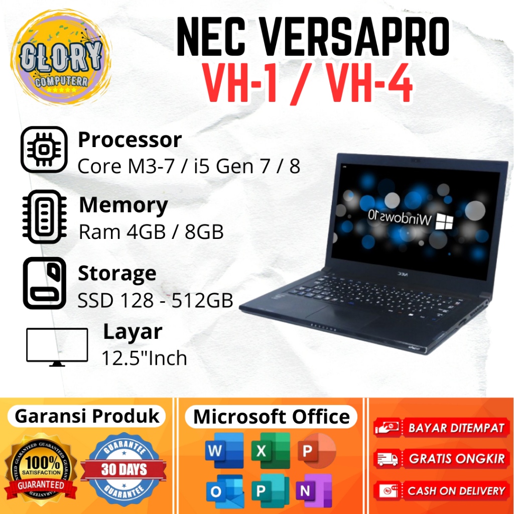 Jual NEC Versapro VH-1 / VH-4 Core M3-7Y30 / i5 Gen 7 / 8 Ram 4GB / 8GB ...