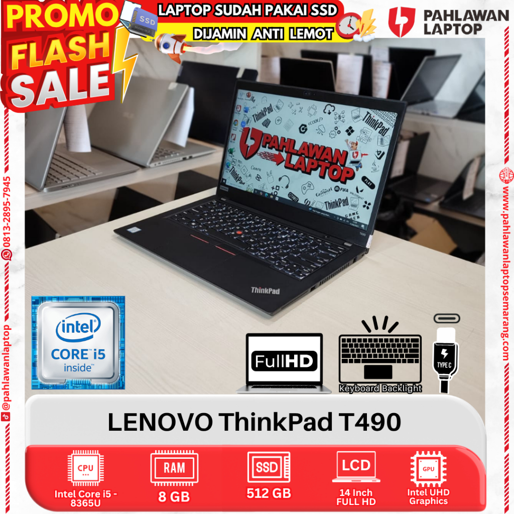 Jual LAPTOP LENOVO ThinkPad T490 Core i5 GEN 8 RAM 8GB SSD 512GB ...