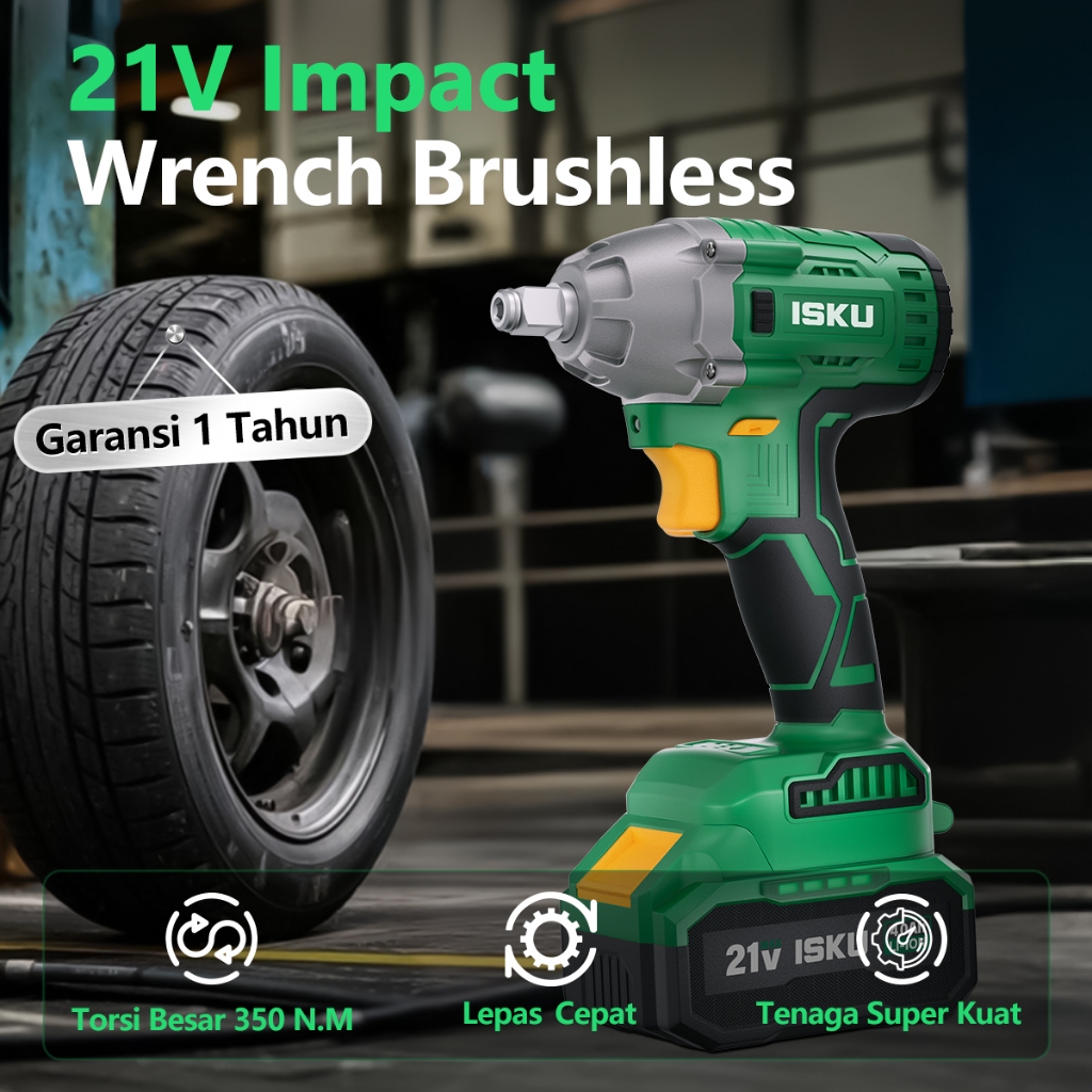 Jual ISKU Impact Wrench 350NM Brushless Cordless Kunci Impact /Kunci ...