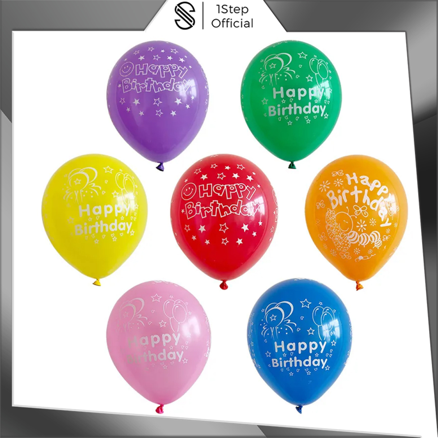 Jual 1step Perlembar Isi 40 Balon Latex Motif Balon Ulang Tahun / Balon ...