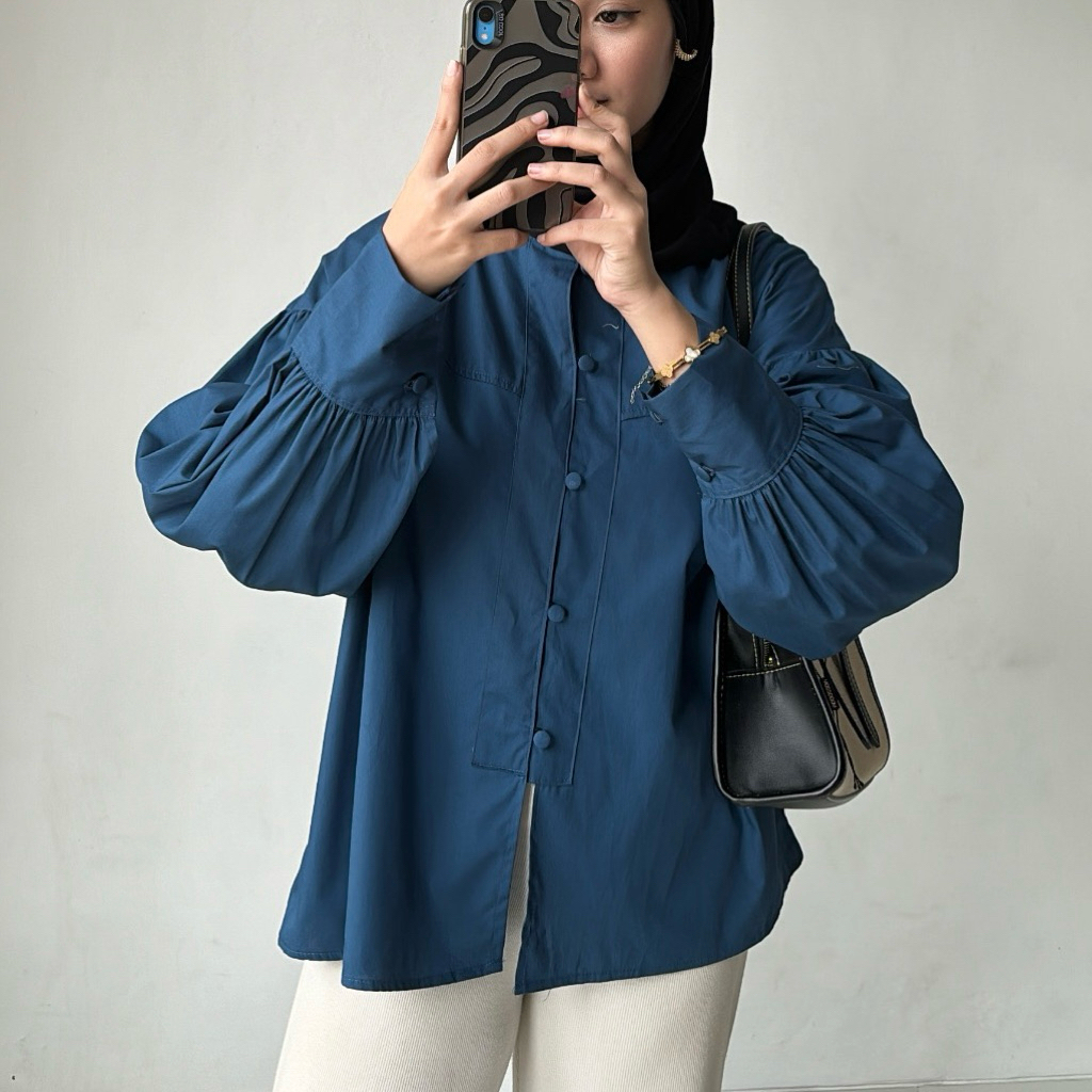 Jual LAUREN BLOUSE MOTIF POLOS | Shopee Indonesia