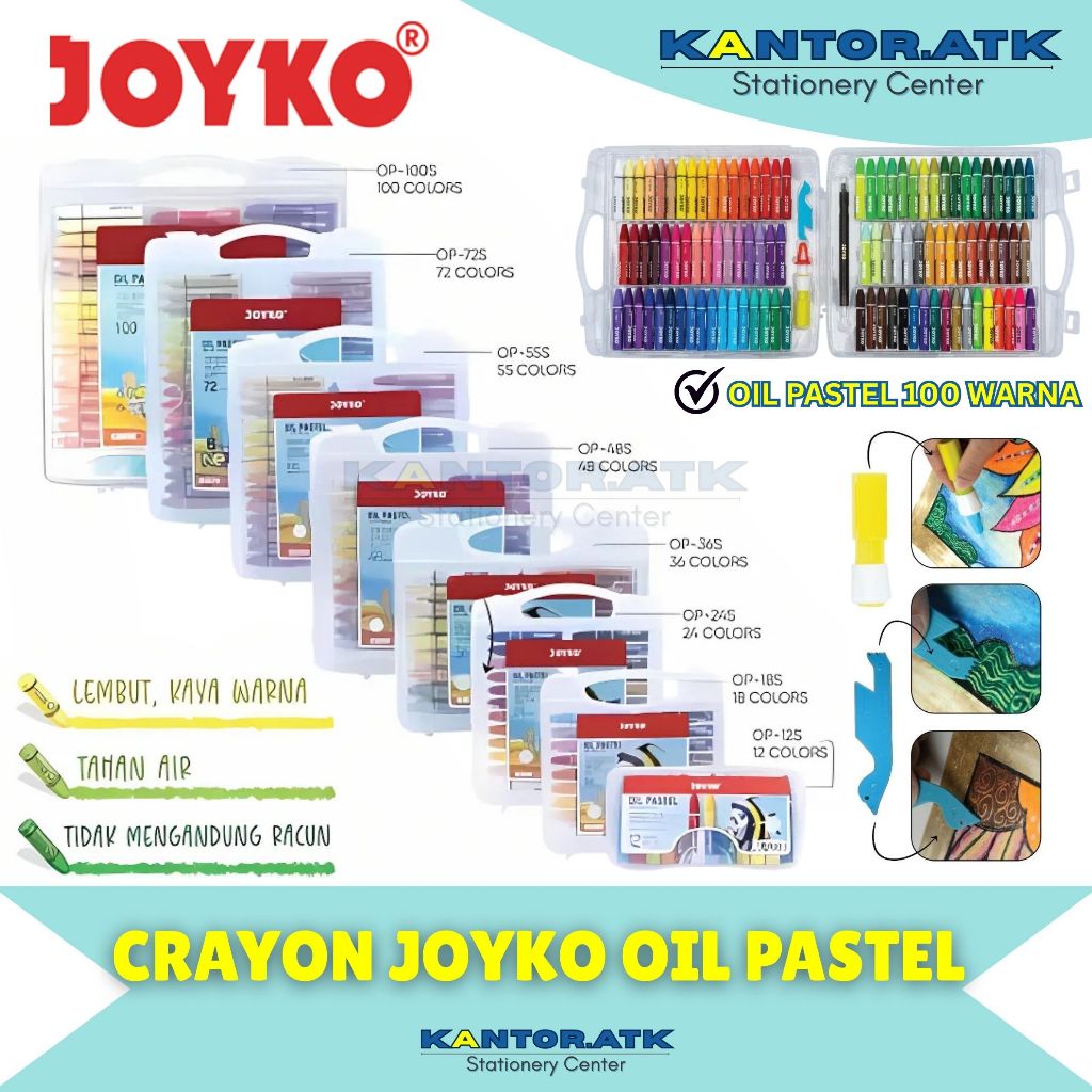 Jual Joyko Oil Pastel Crayon 12 24 36 48 55 100 Set Color Krayon Joyko ...