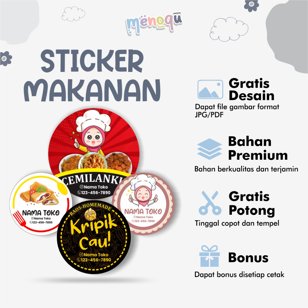 Jual STIKER MAKANAN / STIKER / STICKER / CETAK STIKER / STIKER BULAT ...