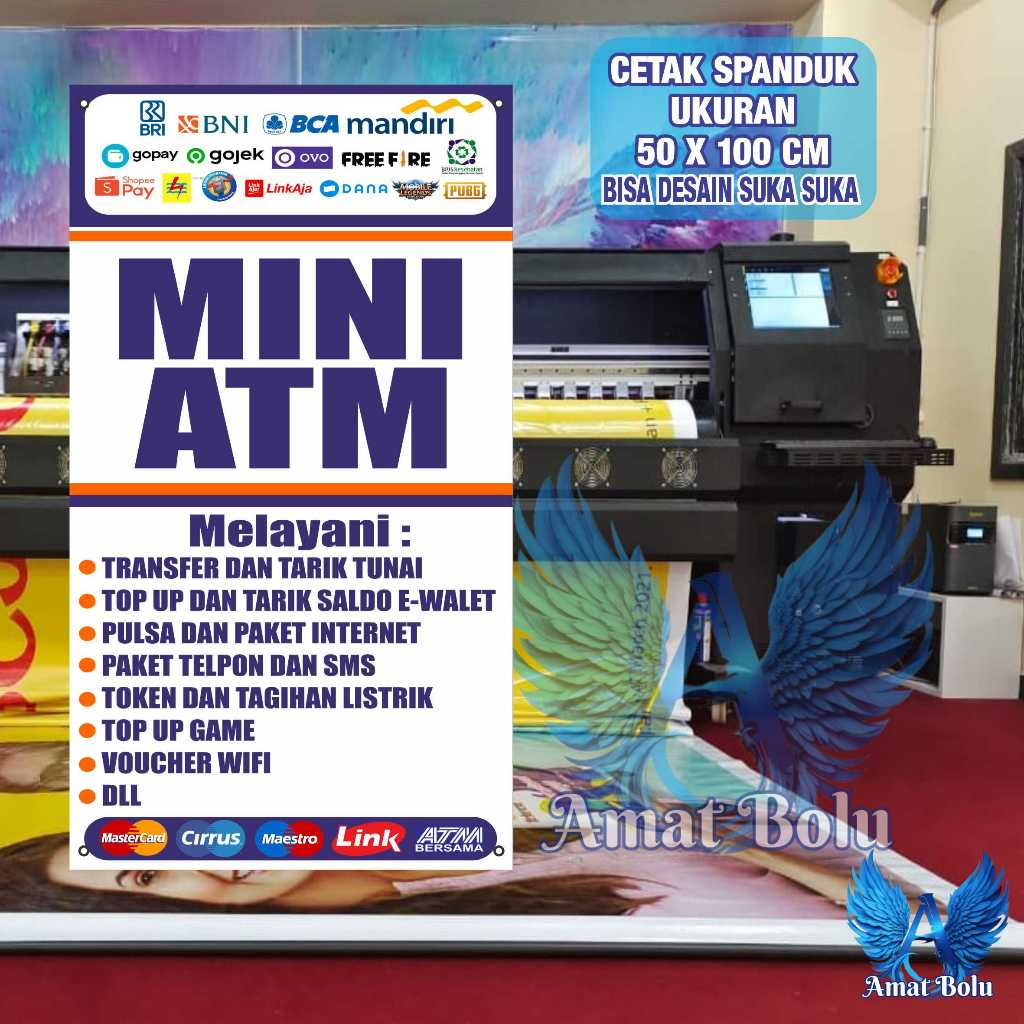 Jual Cetak Spanduk Cetak Banner MINI ATM Ukuran 50x100 Costom Desain ...