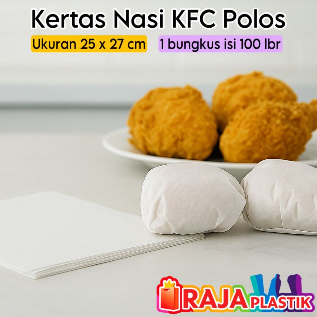 Jual Kertas Nasi Putih 25x27cm / Kertas pembungkus nasi putih 25x27 ...
