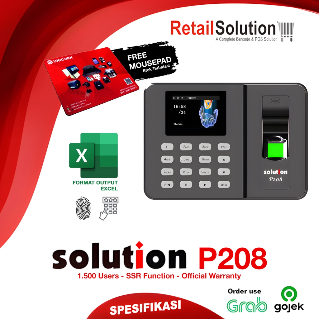 Jual Solution P208 SSR Fingerprint - Mesin Absensi Sidik Jari | Shopee ...