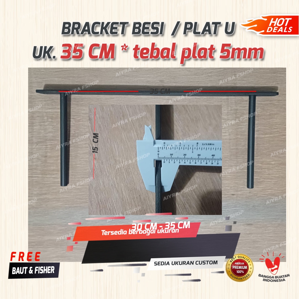 Jual Bracket besi U / besi penyangga rak gantung ( ambalan ) panjang 35 ...