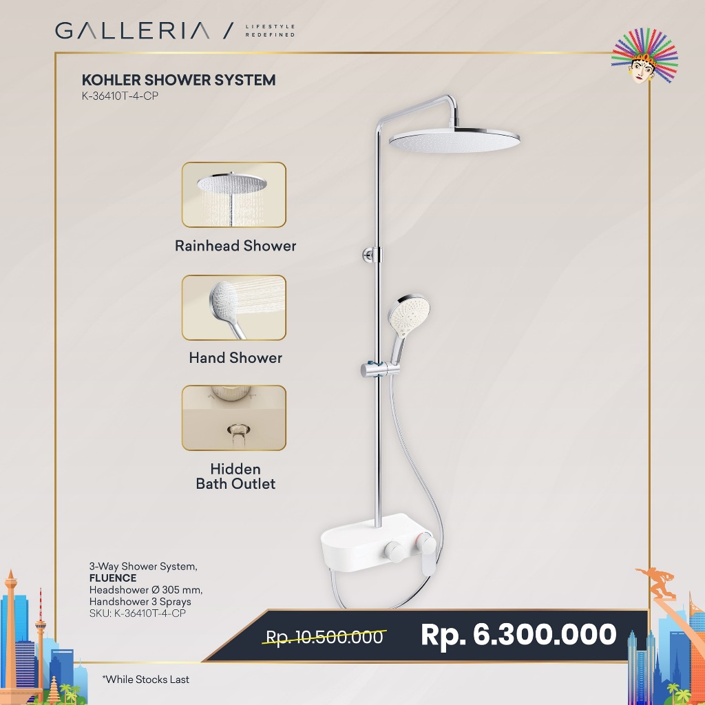 Jual Kohler Fluence 3-Way Shower Column / Kohler Shower | Shopee Indonesia