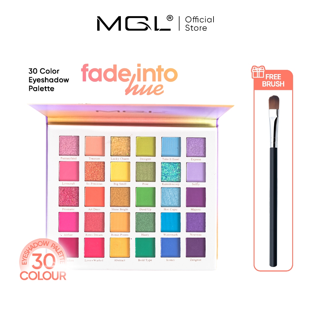 Jual MGL Eyeshadow Palette Rainbow 30 Color + Free Brush - Bright ...