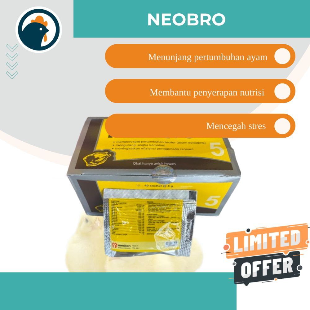 Jual NEOBRO – Vitamin Penggemuk Ayam Broiler 5 Gram (Sachet) | Shopee ...