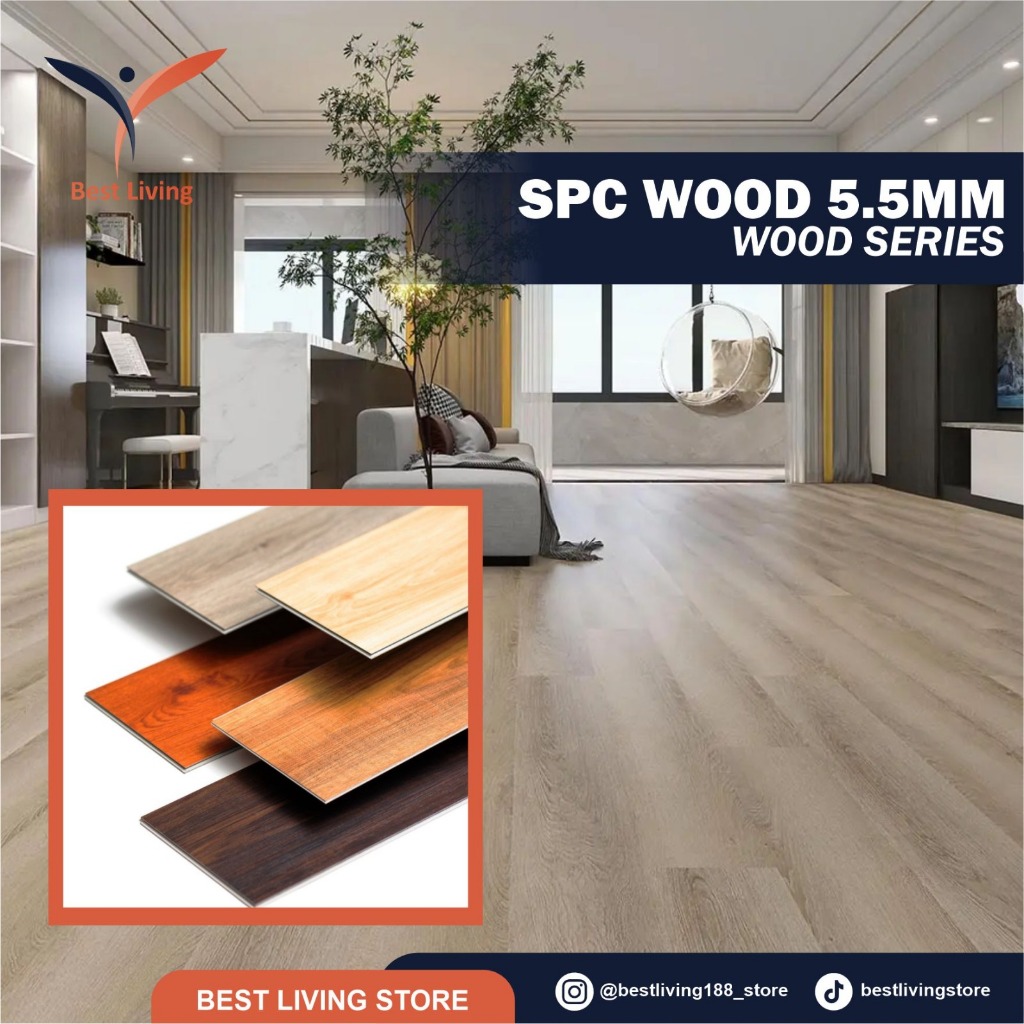 Jual SPC WOOD 5.5MM LANTAI SPC FlOORING BILLION WOOD SERIES PREMIUM | Shopee Indonesia