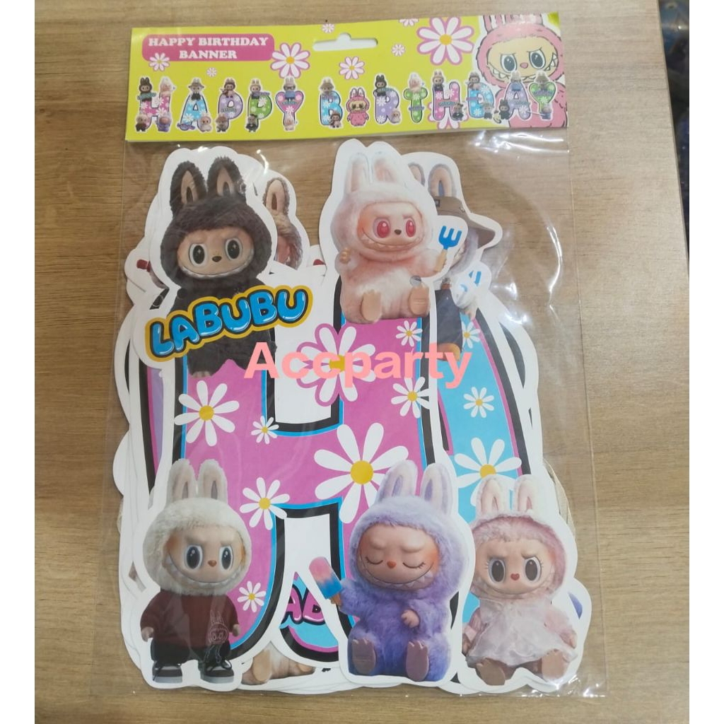 Jual Banner Ulang Tahun Motif Labubu / Banner Happy Birthday Labubu ...