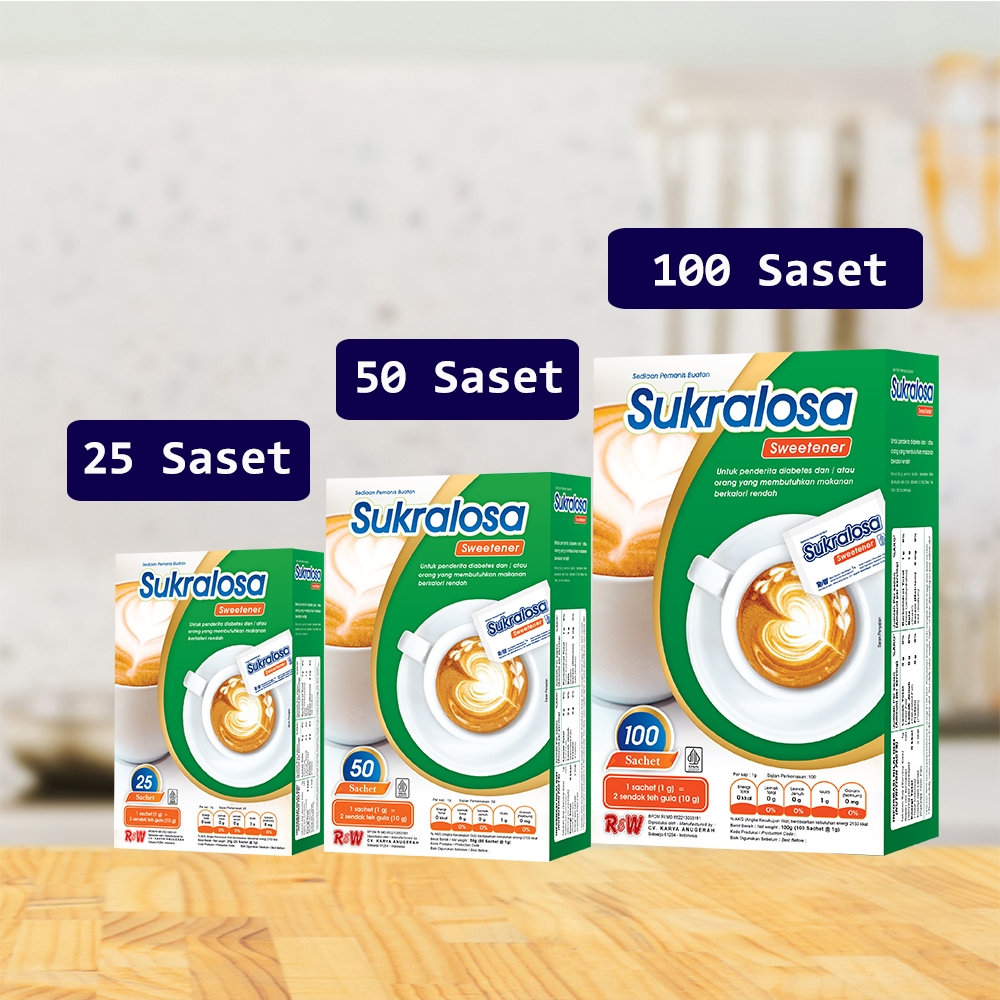 Jual Sukralosa Gula Rendah Kalori Sweetener Rajawali R&W RW 100 Sachet ...