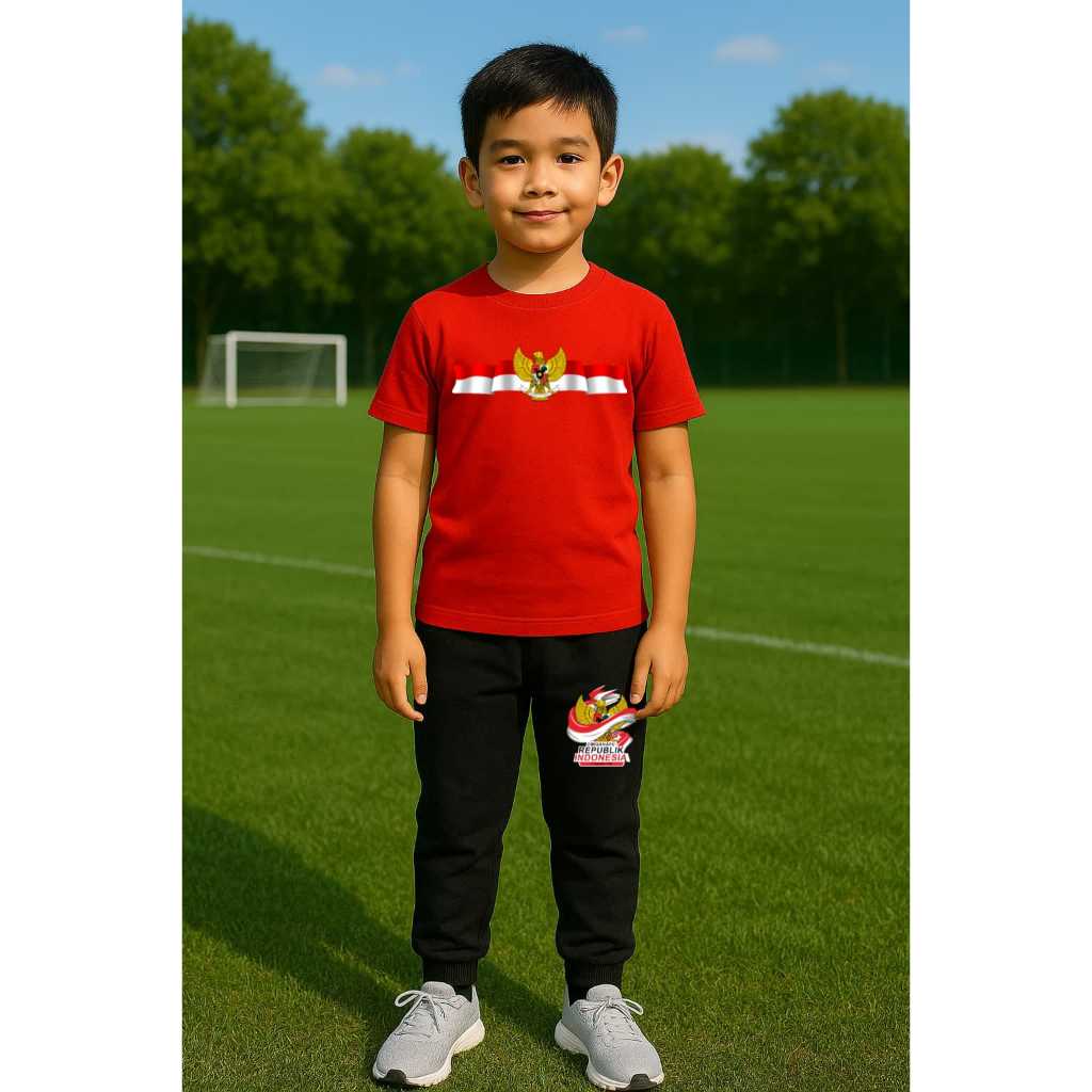 Jual Setelan Anak Cowok Kaos dan Jogger HUT RI 80 Stelan 17 Agustus Seragam Merah Putih ...