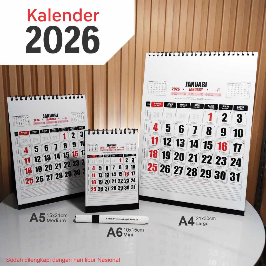 Jual Kalender meja 2026,MAS-39, Kalender simpel elegan,Kalender catatan ...