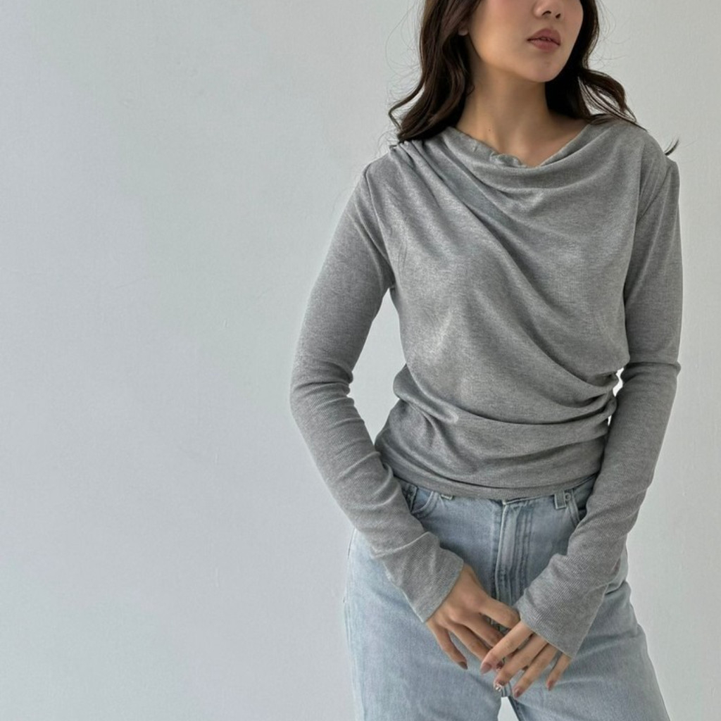 Jual APRIL Top LongSleeve Knit | Korean Top Basic | Atasan L. Panjang ...
