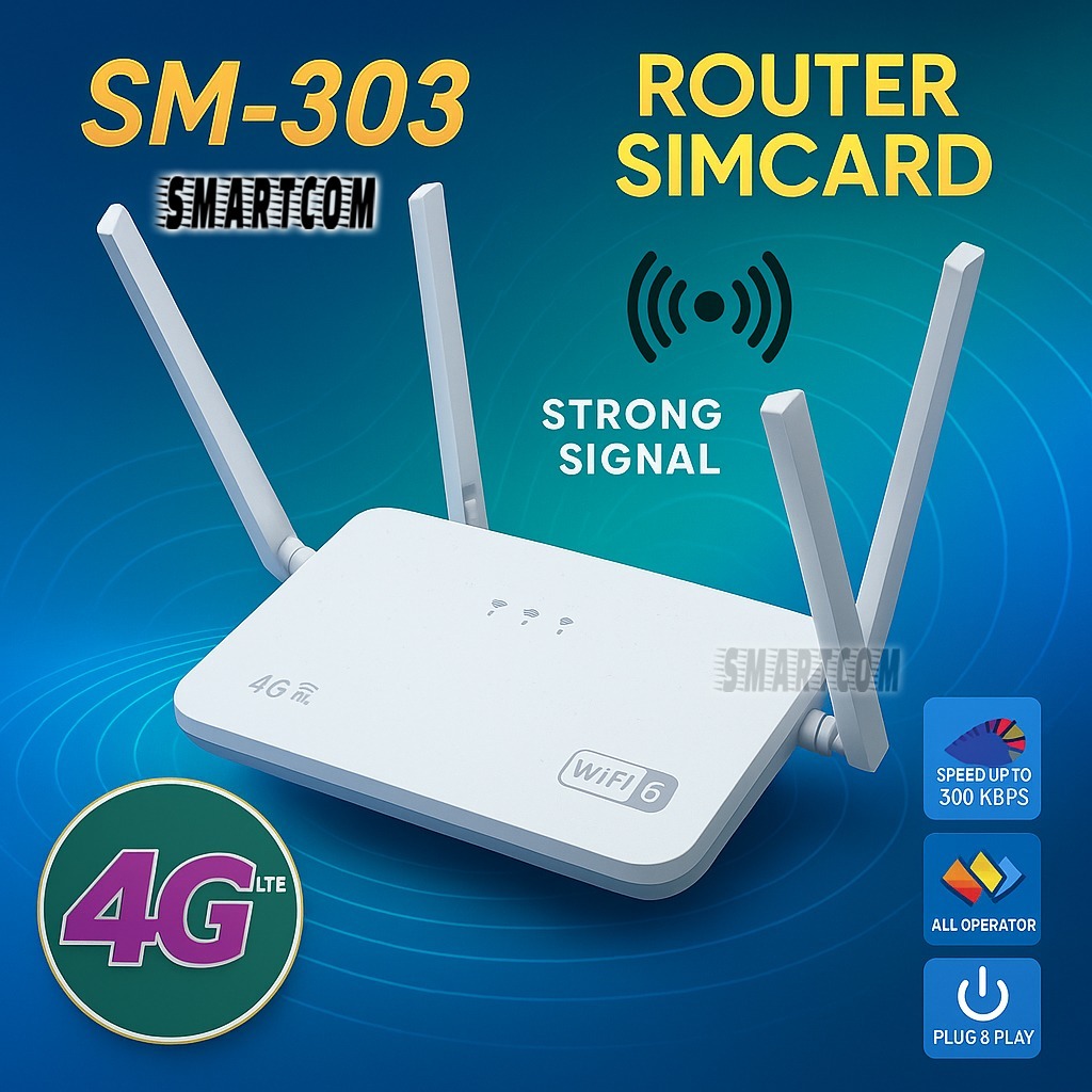 Jual SMARTCOM Wifi Wireless Router Sim Card 4G LTE SM303 WIFI 6 300Mbps ...