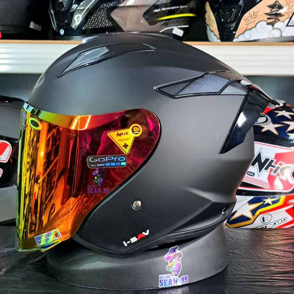 Jual HELM GM KING FIGHTER ULTRA SOLID BLACK DOFF SINGLE VISOR C - ONE OPTICS HALF FACE ORIGINAL ...