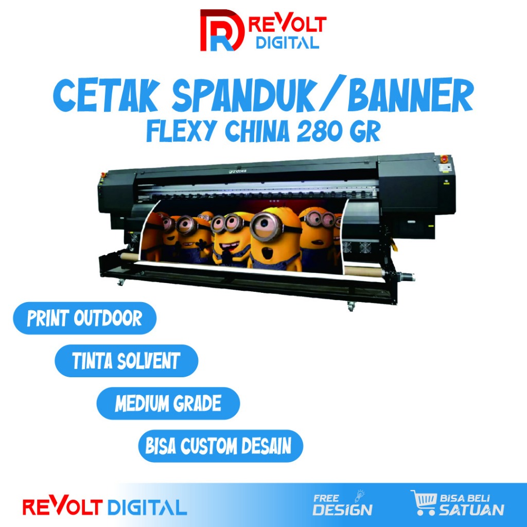 Jual Free Desain | Cetak Spanduk / Print Banner / Baliho Murah Flexi 280 | Shopee Indonesia