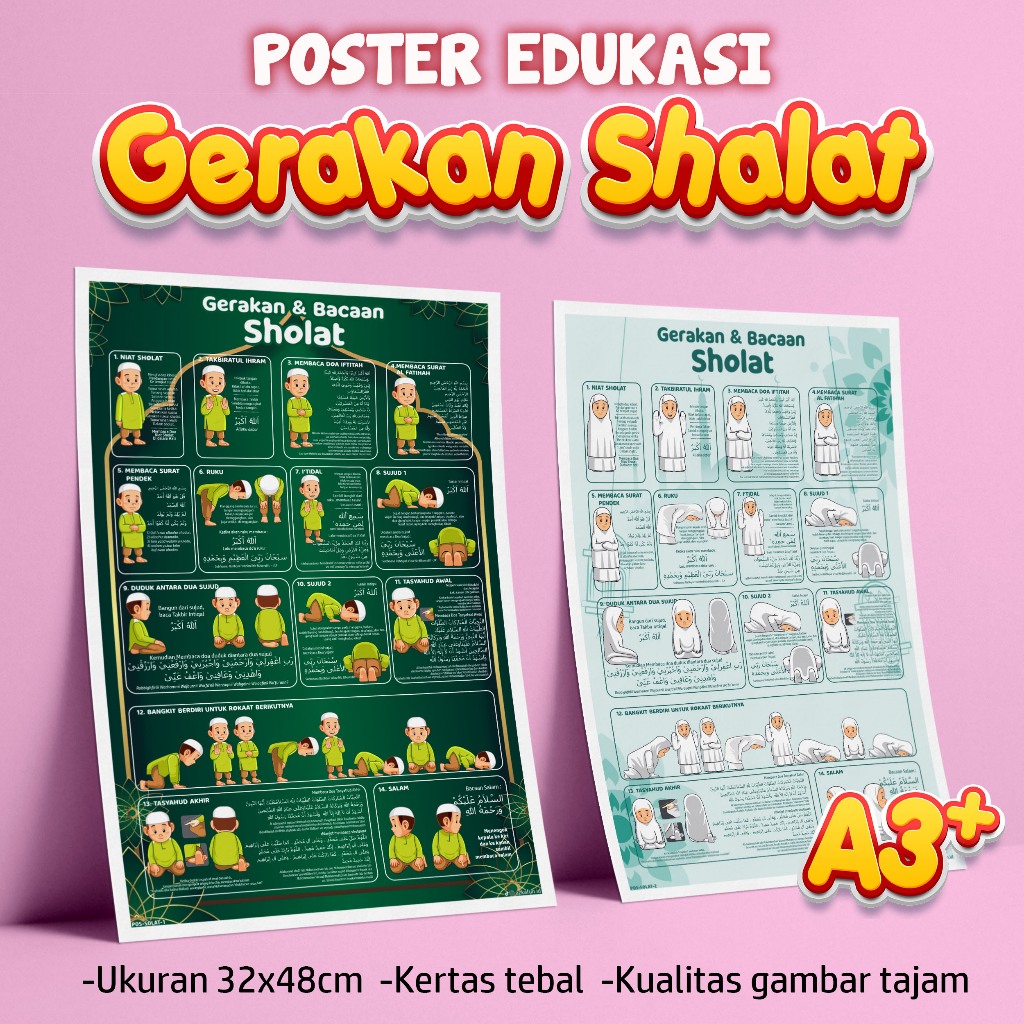 Jual Poster Edukasi PRAKTEK SHOLAT - Poster edukasi islami poster ...