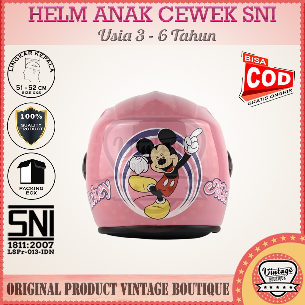 Jual Helm Anak Kecil Usia 3 4 5 6 Tahun Mickey Mouse SNI Lucu Safety ...