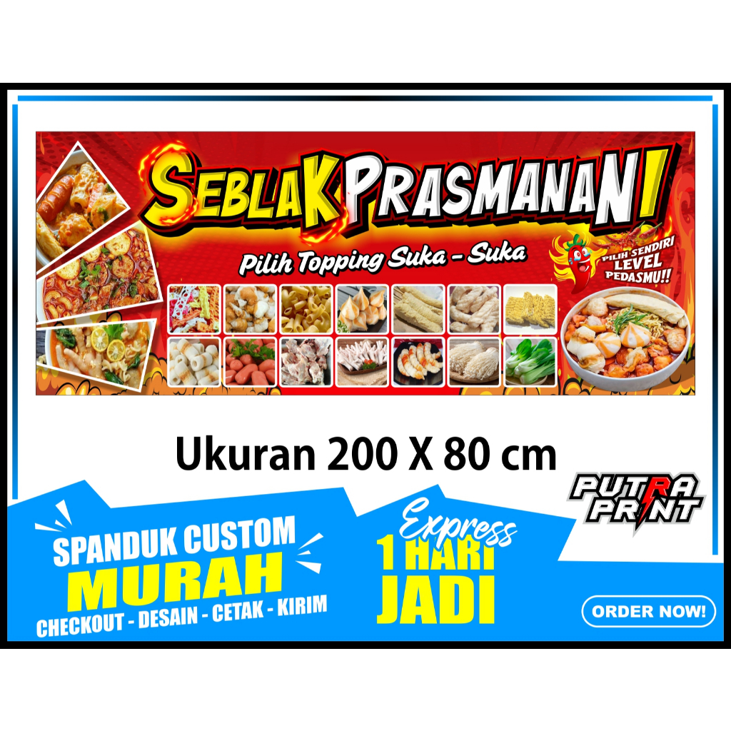Jual Banner SEBLAK PRASMANAN, Spanduk SEBLAK, ukuran 200 x 80 cm, COD ...