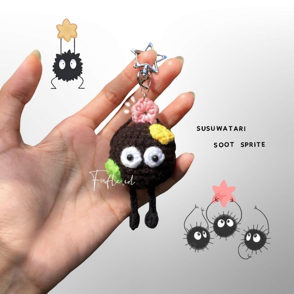 Jual Susuwatari Amigurumi Keychain | Spirited Away Studio Ghibli Soot ...