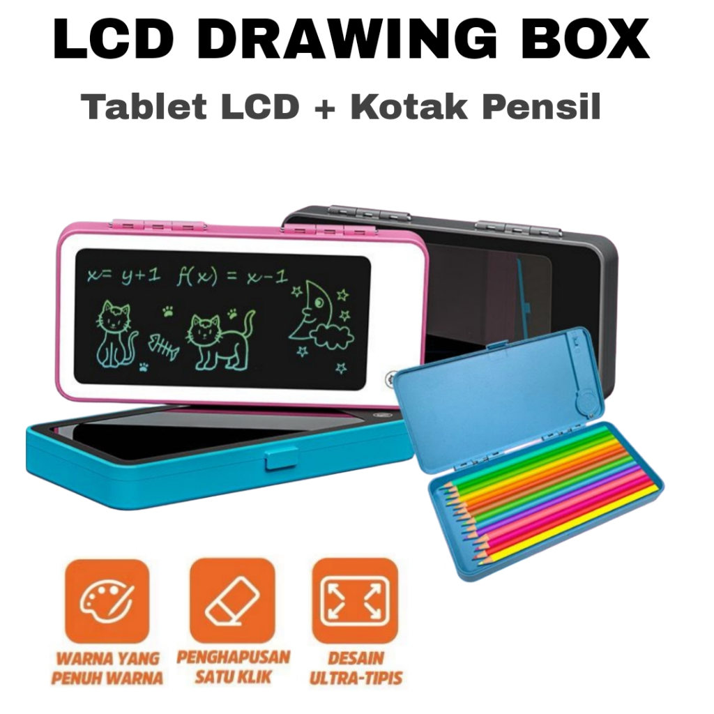 Jual LCD DRAWING BOX PAD KOTAK PENSIL DAN PAPAN CORET MAINAN EDUKASI ...